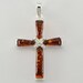Cognac / Brown BALTIC AMBER Cross Pendant in 925 Sterling Silver ...