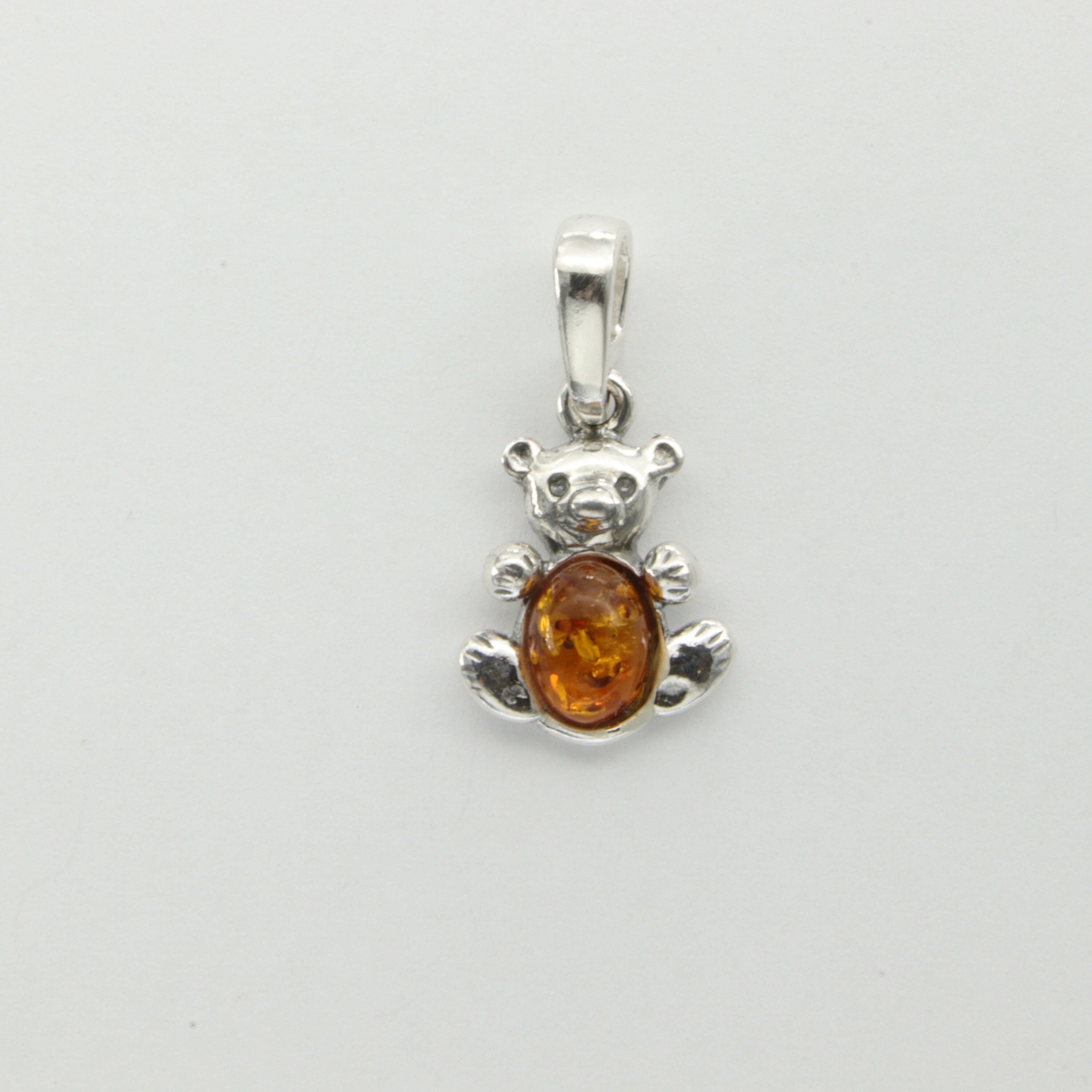 Baltic Amber Bear Pendant: Cognac Brown, Sterling Silver - Etsy