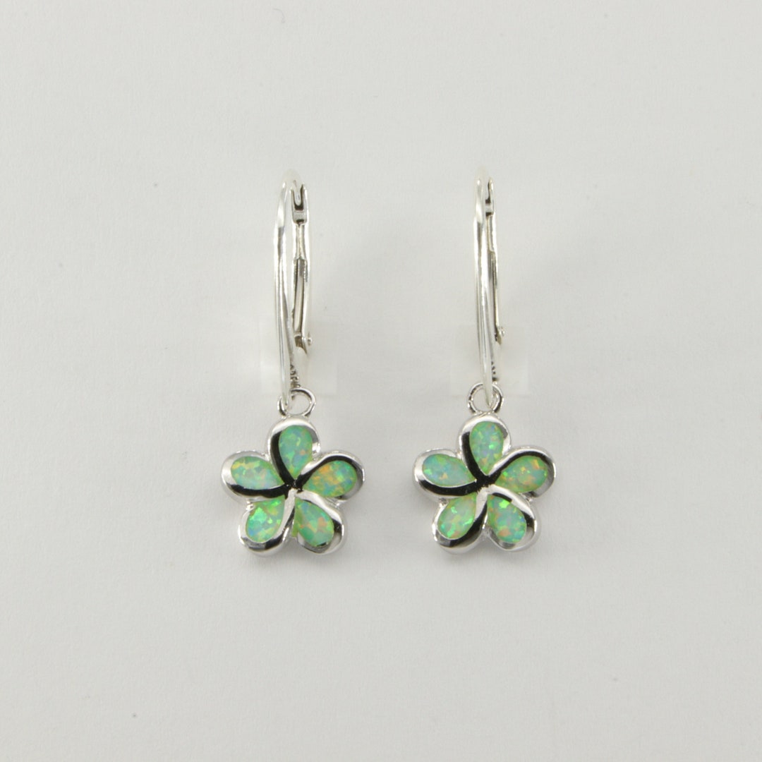 Green Fire - FIRE OPAL Flower Dangle / Drop - Leverback - Earrings in ...