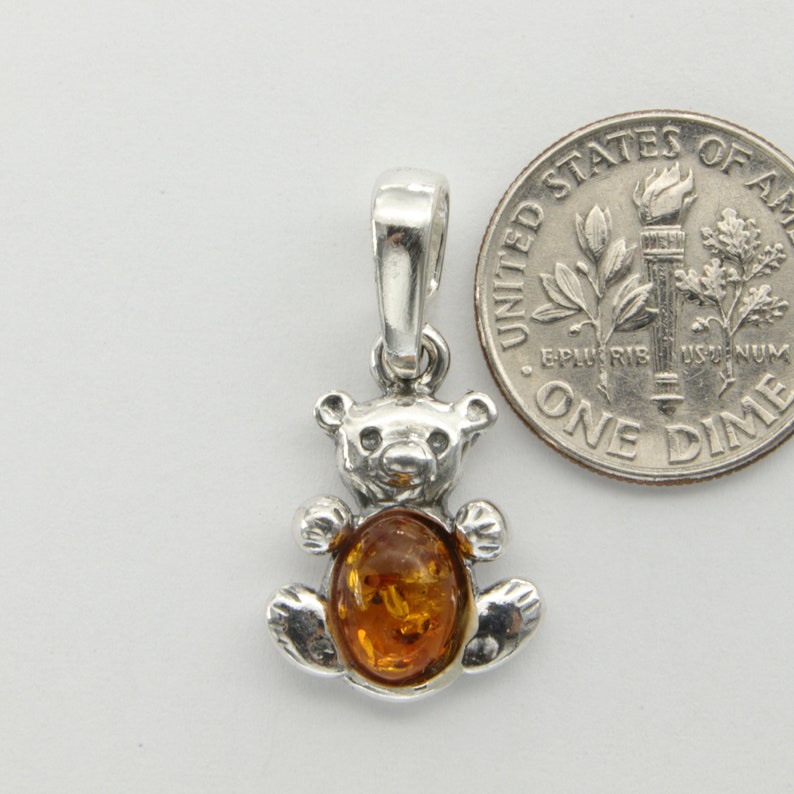 Baltic Amber Bear Pendant: Cognac Brown, Sterling Silver - Etsy
