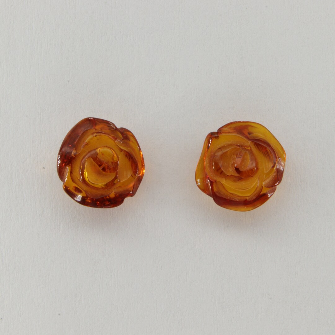 Cognac Baltic Amber Rose Earrings: 925 Sterling Silver Studs - Etsy