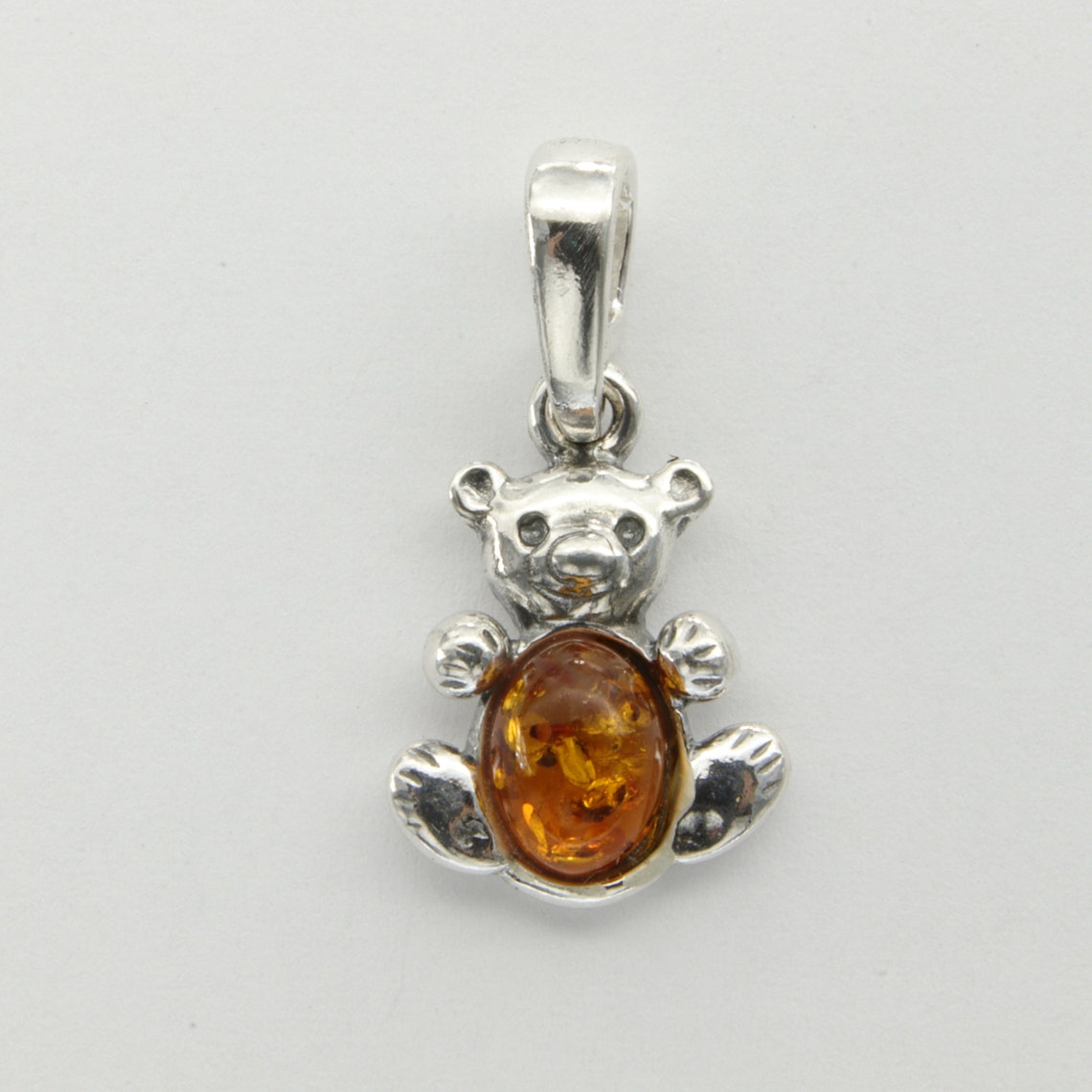Baltic Amber Bear Pendant: Cognac Brown, Sterling Silver - Etsy