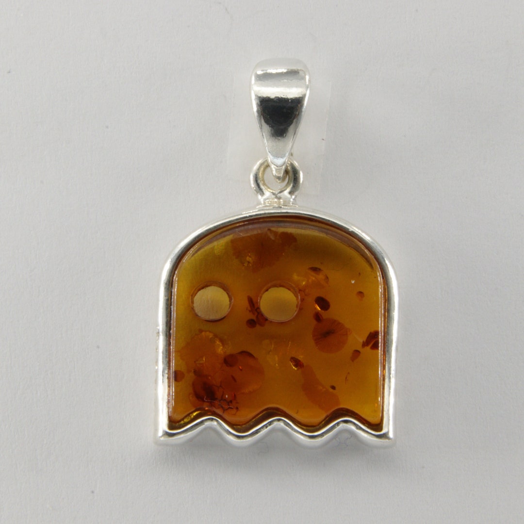 Cognac / Brown BALTIC AMBER Funk Ghost Pendant in 925 Sterling Silver ...