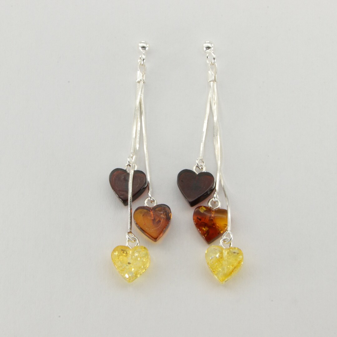 Genuine and Natural Multi-color / Multicolor BALTIC AMBER Hearts ...