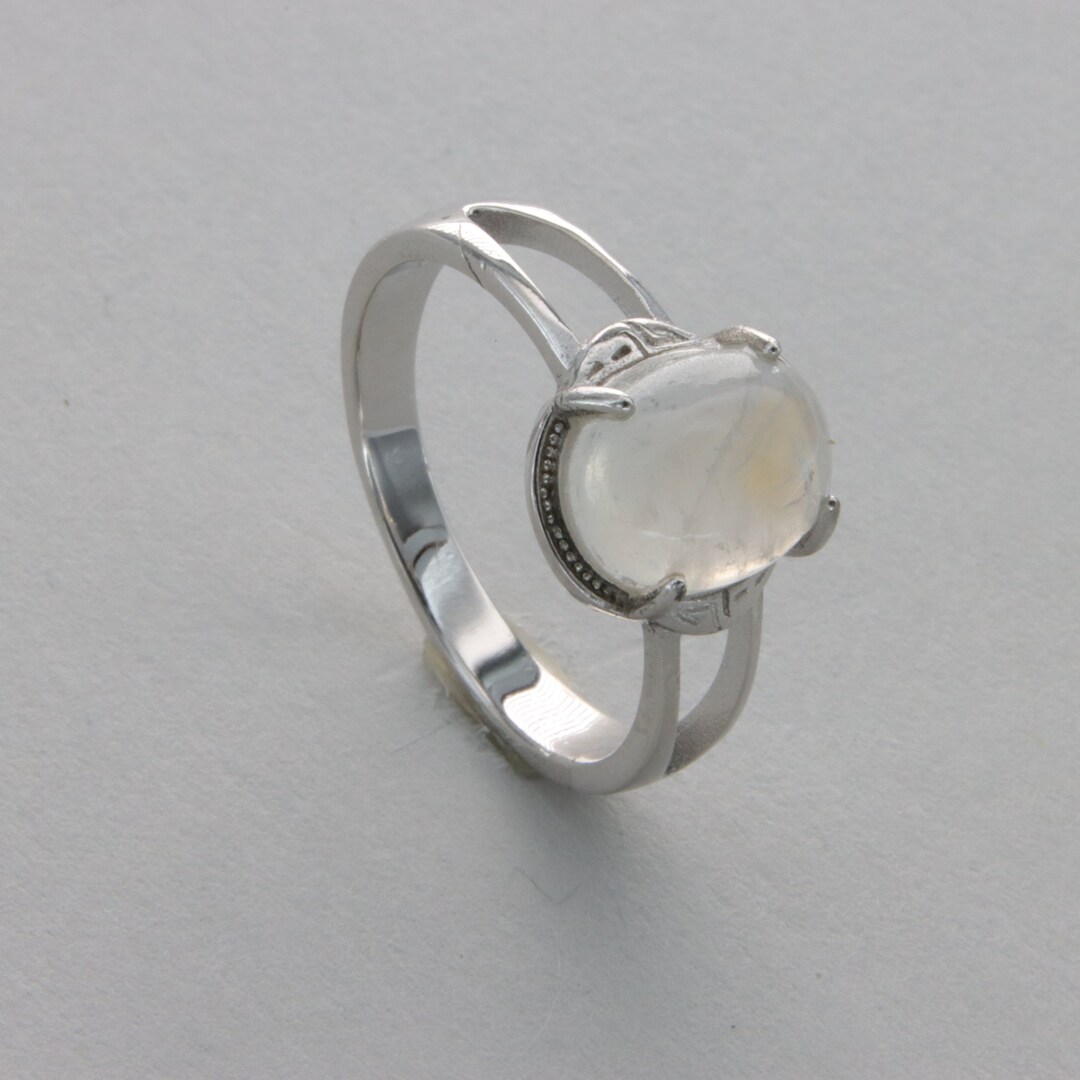 Oval - Rainbow MOONSTONE Ring in 925 STERLING SILVER - Rhodium Finished ...