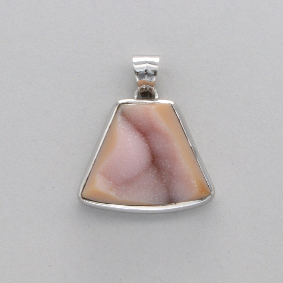 Redish Rose Pink Druzy / Druse / Drusy Quartz Pendant - 925 STERLING ...