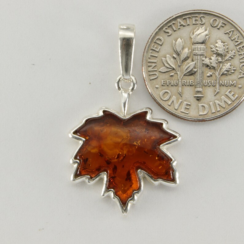 Baltic Amber Maple Leaf Pendant: Cognac Brown Sterling Silver - Etsy