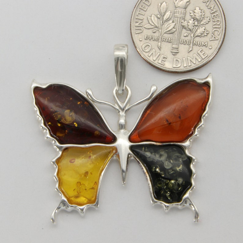 Genuine and Natural Multi-color BALTIC AMBER Butterfly Pendant - Etsy