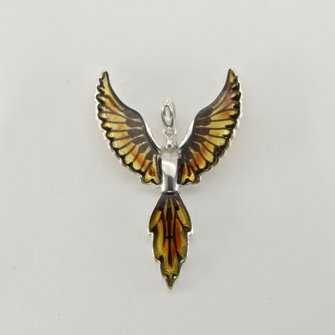 Baltic Amber Phoenix Pendant: Sterling Silver Gemstone Jewelry - Etsy