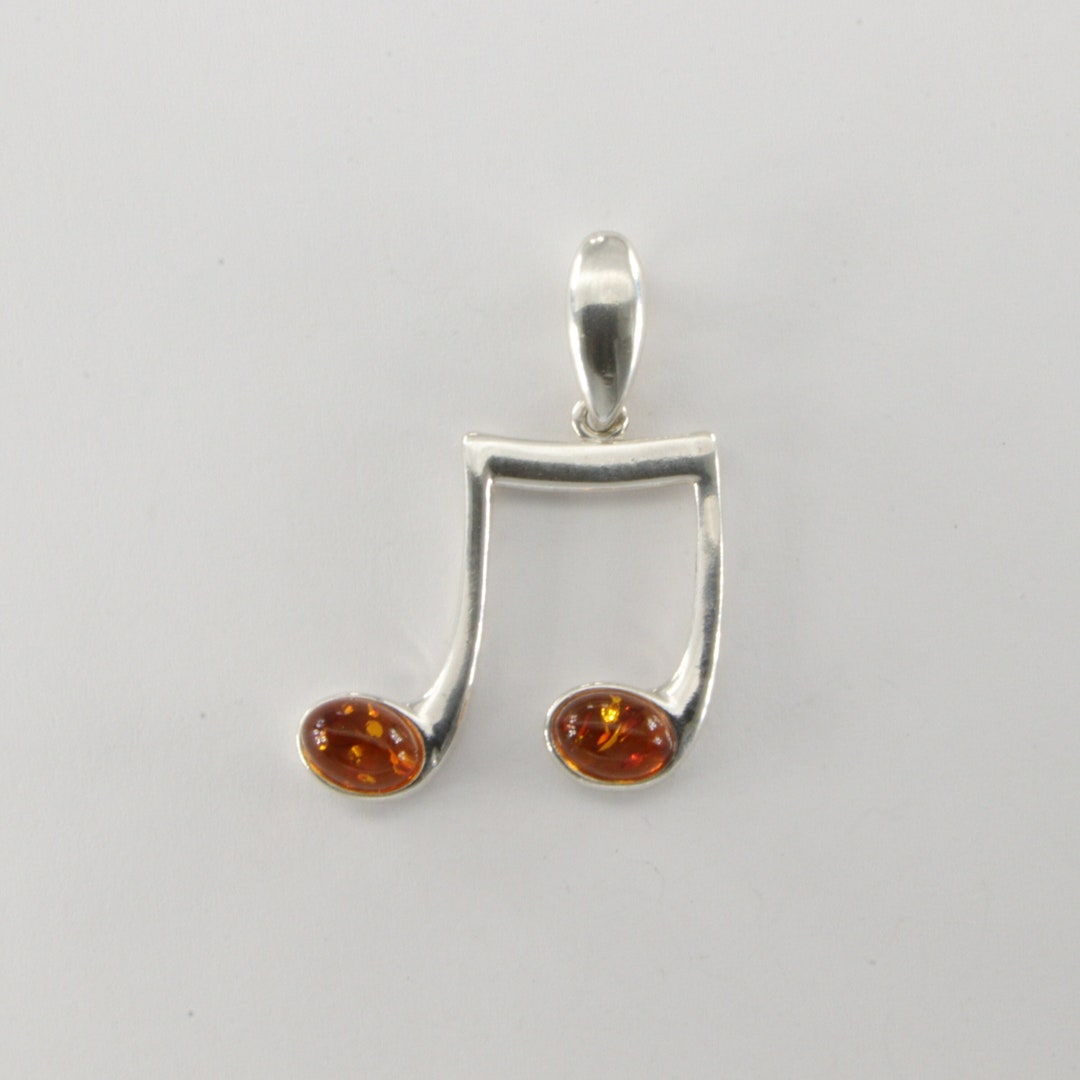 Baltic Amber Musical Note Pendant: Sterling Silver Gemstone Jewelry - Etsy