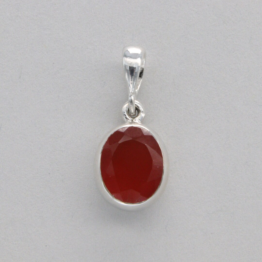 Faceted Orange Oval CARNELIAN / CORNELIAN Teardrop Pendant - 925 ...