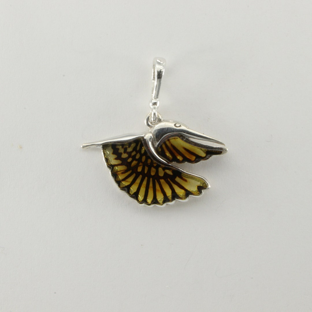 Baltic Amber Bird Pendant: Sterling Silver Bar Tailed Godwit - Etsy