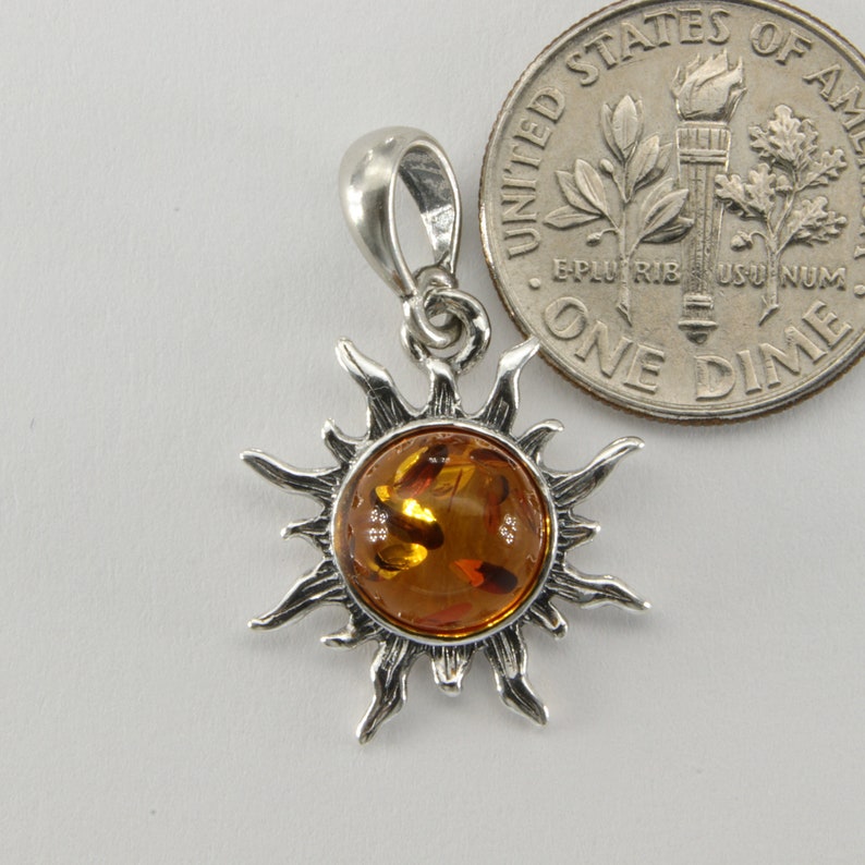 Baltic Amber Sun Pendant: Cognac Gemstone, Sterling Silver - Etsy