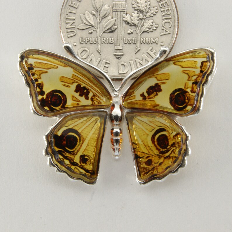 Baltic Amber Butterfly Pendant: 925 Sterling Silver Gemstone - Etsy