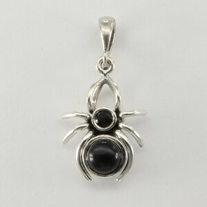 Spider BLACK ONYX Pendant in Solid 925 Sterling Silver - Genuine and ...