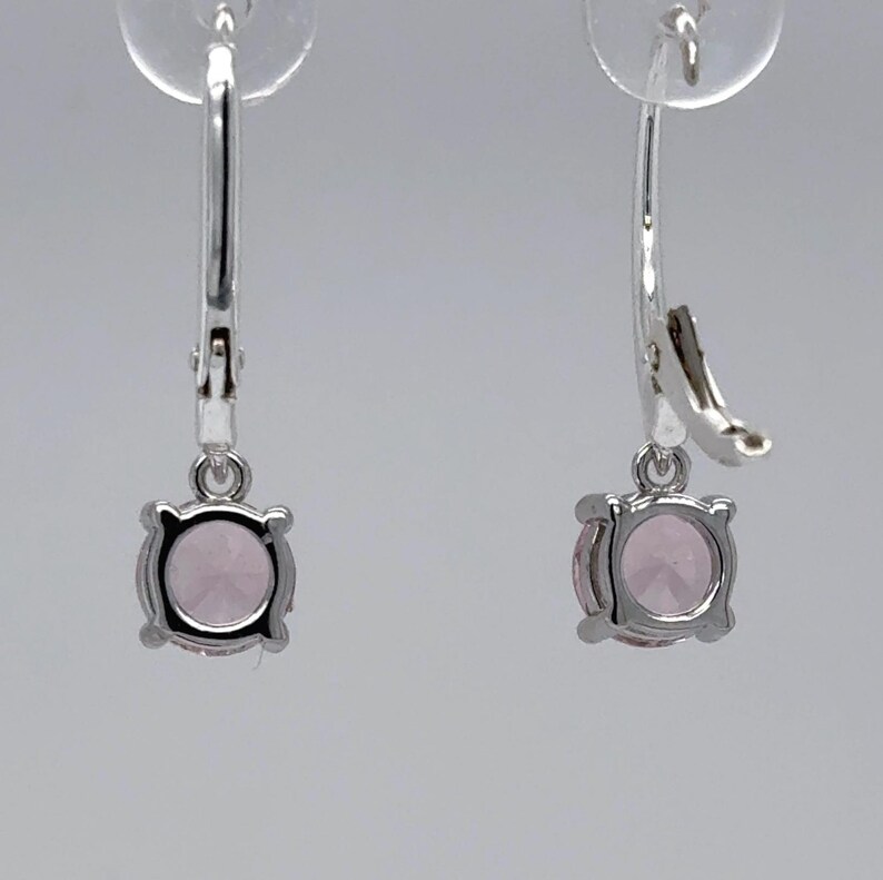 Round Circle Pink Morganite Dangle Leverback Earrings - 925 Sterling ...
