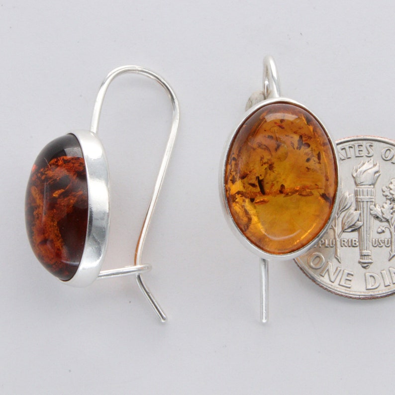 Cognac / Brown Baltic Amber Frech Hook Earrings - 25 Sterling Silver ...