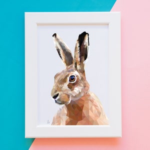 Too Hip To Hop Blue Rabbit Print Hare print Wall Art Wall | Etsy