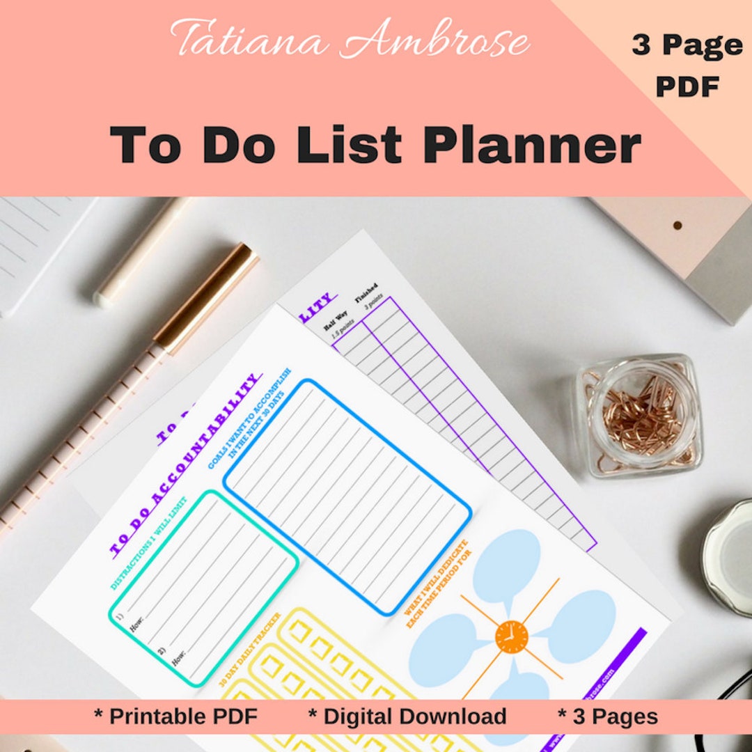 To Do Template, Printable Planner, Digital, to Do List Template, PDF ...