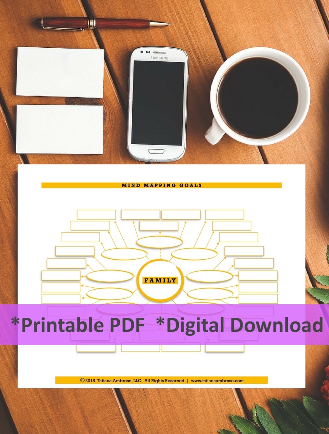 Mind Map Planner, Printable Goals, Goal Setting, PDF Worksheet, Monthly ...