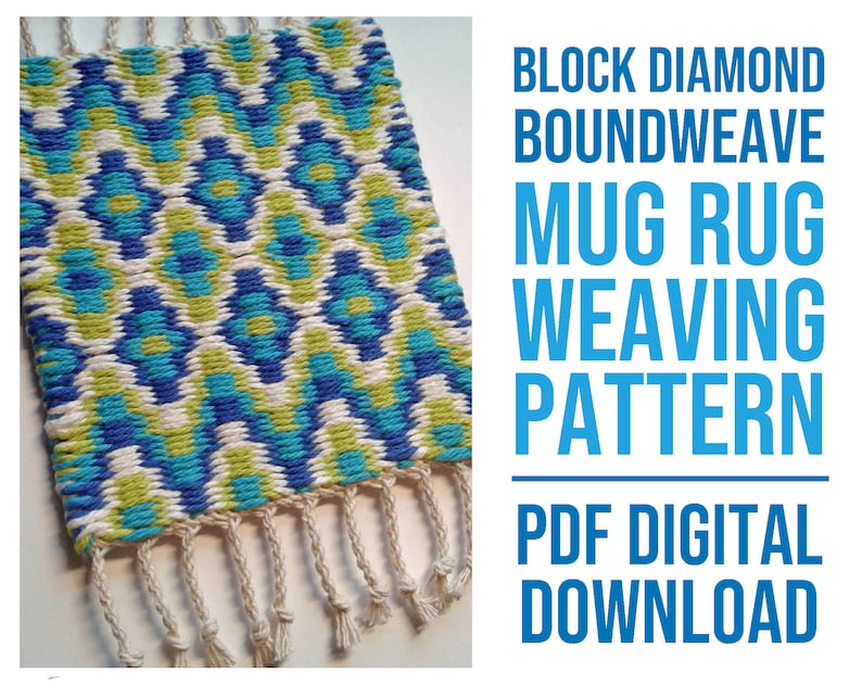 Block Diamonds Boundweave Mug Rug WEAVING PATTERN | PDF Digital Download - Etsy