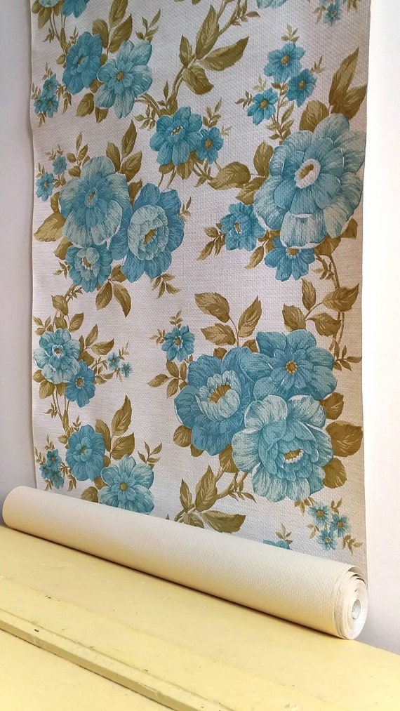 Old Blue Flower Wallpaper - Etsy