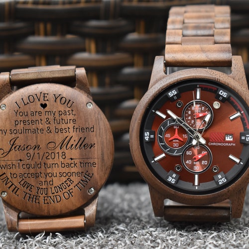 Custom Watch for Men Engraved Watch Wood Watch Personalized - Etsy