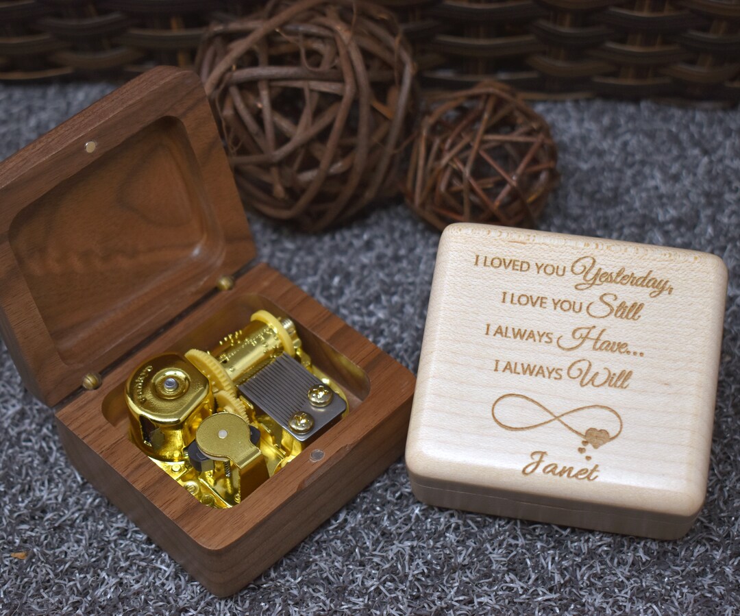 Personalized Wooden Music Box, Music Box for Wife, Custom Wooden Music ...