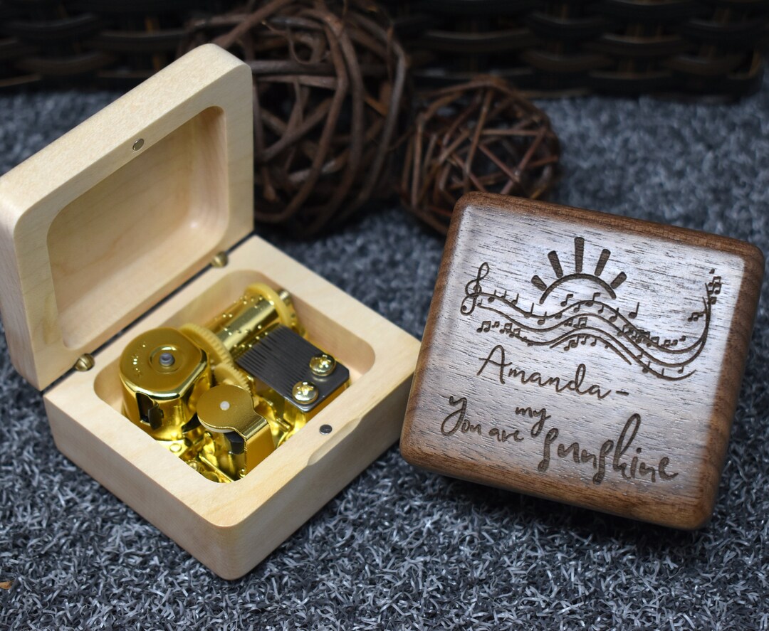 Personalized Wooden Music Box, Music Box for Wife, Custom Wooden Music ...