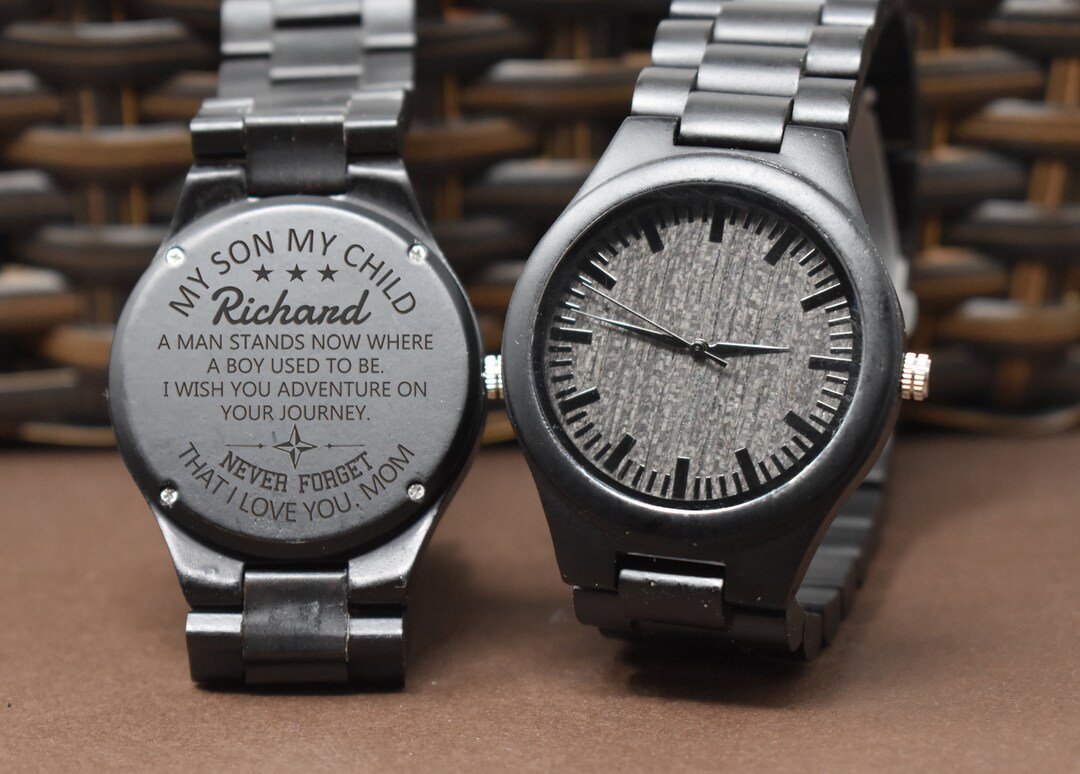 To Son Gift, Personalized Watch, Custom Sons Watch, Mens Wood Watch ...