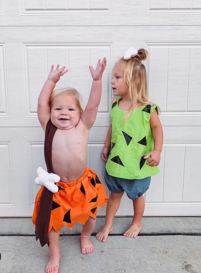 Pebbles and Bam Bam Child Size Costume: Flintstones Cosplay/ Halloween ...