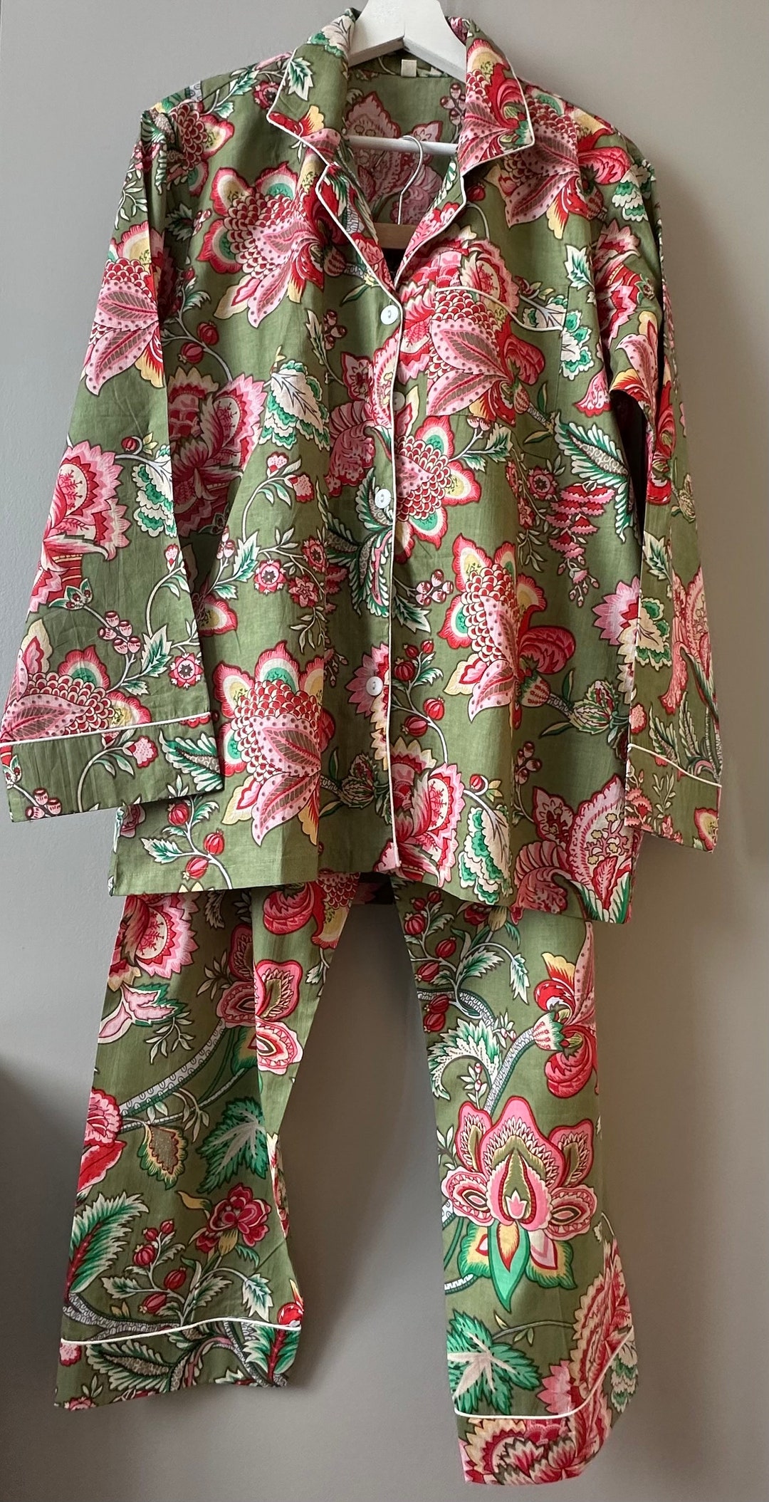 Ladies Cotton Pyjama Set, Block Printed Fabric, Nightwear, Loungewear ...