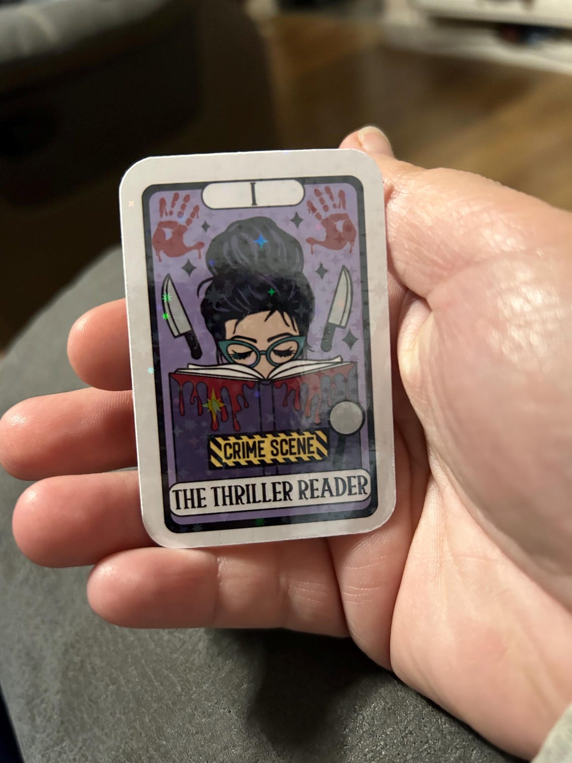 The Thriller Reader Tarot Card Style Sparkle or Glossy Sticker Bookish ...