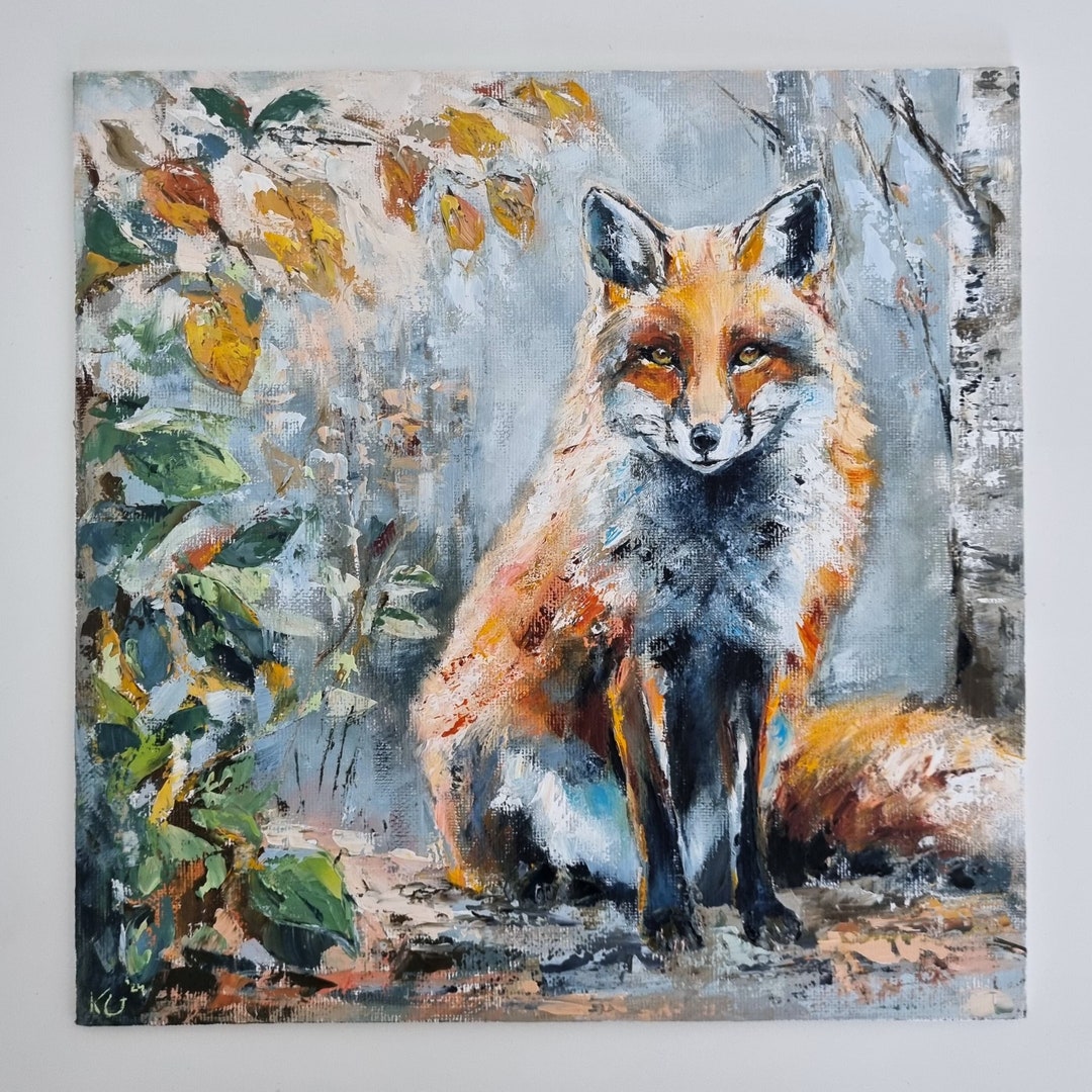 Red Fox Painting, Fox Portrait Painting, Wildlife Oil Painting, Fox ...