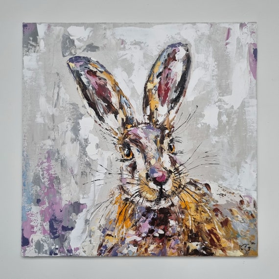 Original Art Hare Painting Oil on Canvas Panel Wildlife - Etsy UK