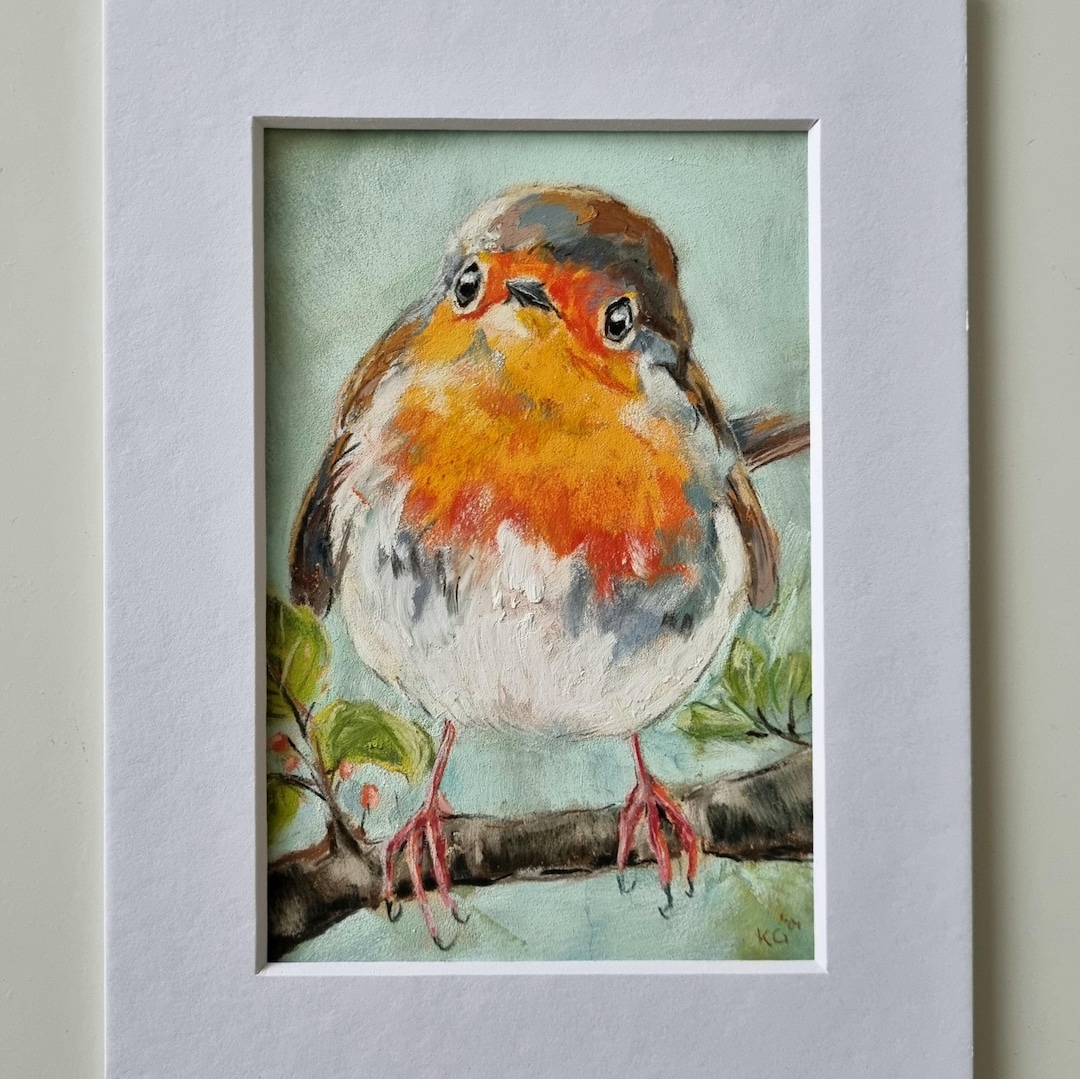 Robin Painting, Original Bird Portrait, Wildlife Pastel Painting ...