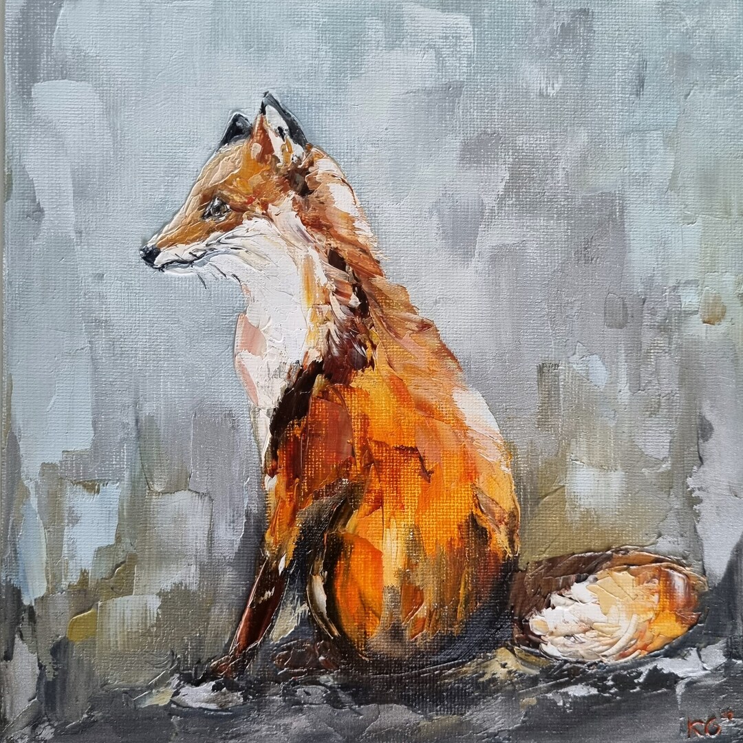 Red Fox Painting, Fox Portrait Painting, Wildlife Oil Painting, Fox ...