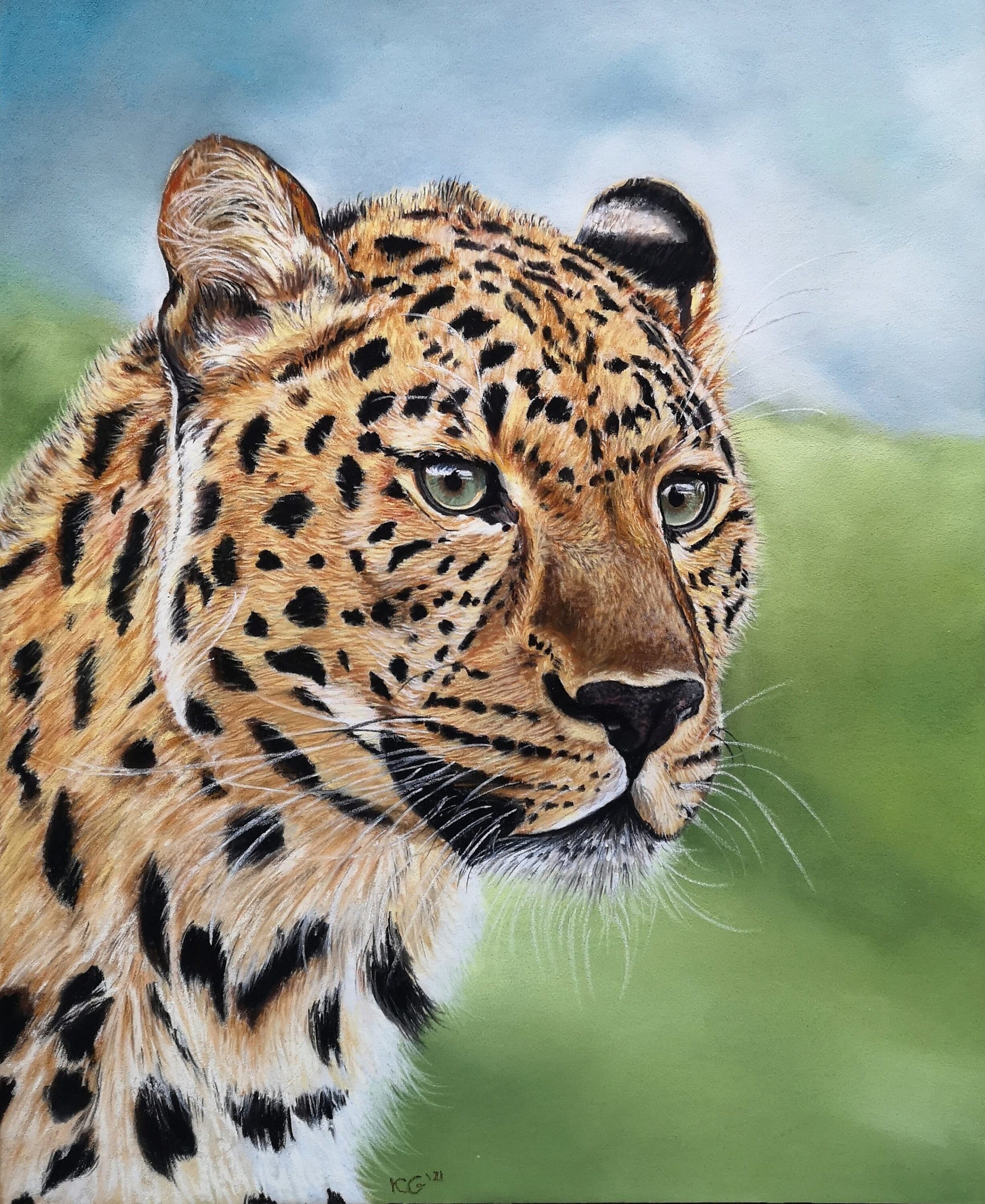 Original Art, Leopard Painting, Pastel Drawing, Animal Wall Art ...