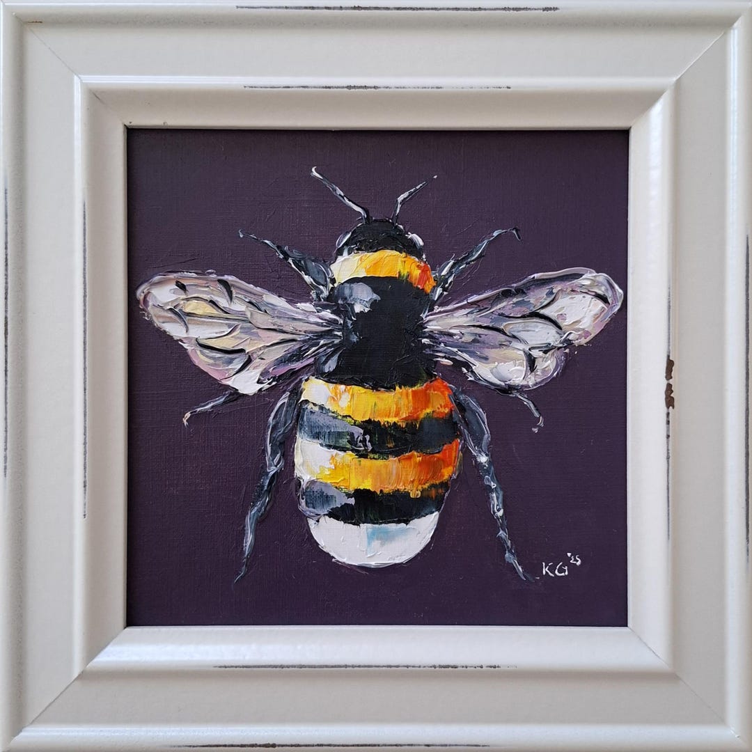 Bumblebee Painting, Original Oil Painting, Nature Artwork, Animal Wall ...