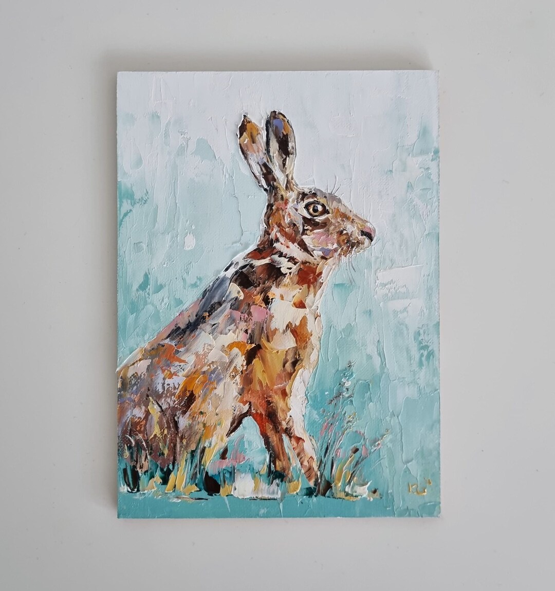 Original Art, Hare Painting, Oil on Linen Board, Wildlife Painting ...