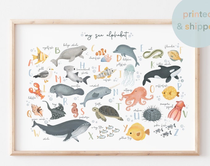 Underwater Alphabet, Sea Life Alphabet Print, Under the Sea Nursery ...