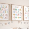 Rainbow Alphabet Poster Set: ABC, 123, Bee Happy Nursery Decor (digital ...