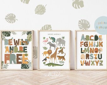 Set of 3 Safari Animals Prints, Lion Print, Giraffe Print, Zebra Print ...