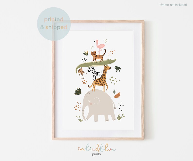 Jungle Animal Stack Safari Animals Print Scandi Nursery - Etsy