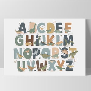 Dinosaur Alphabet Print Horizontal, Dinosaur Poster, Educational ...