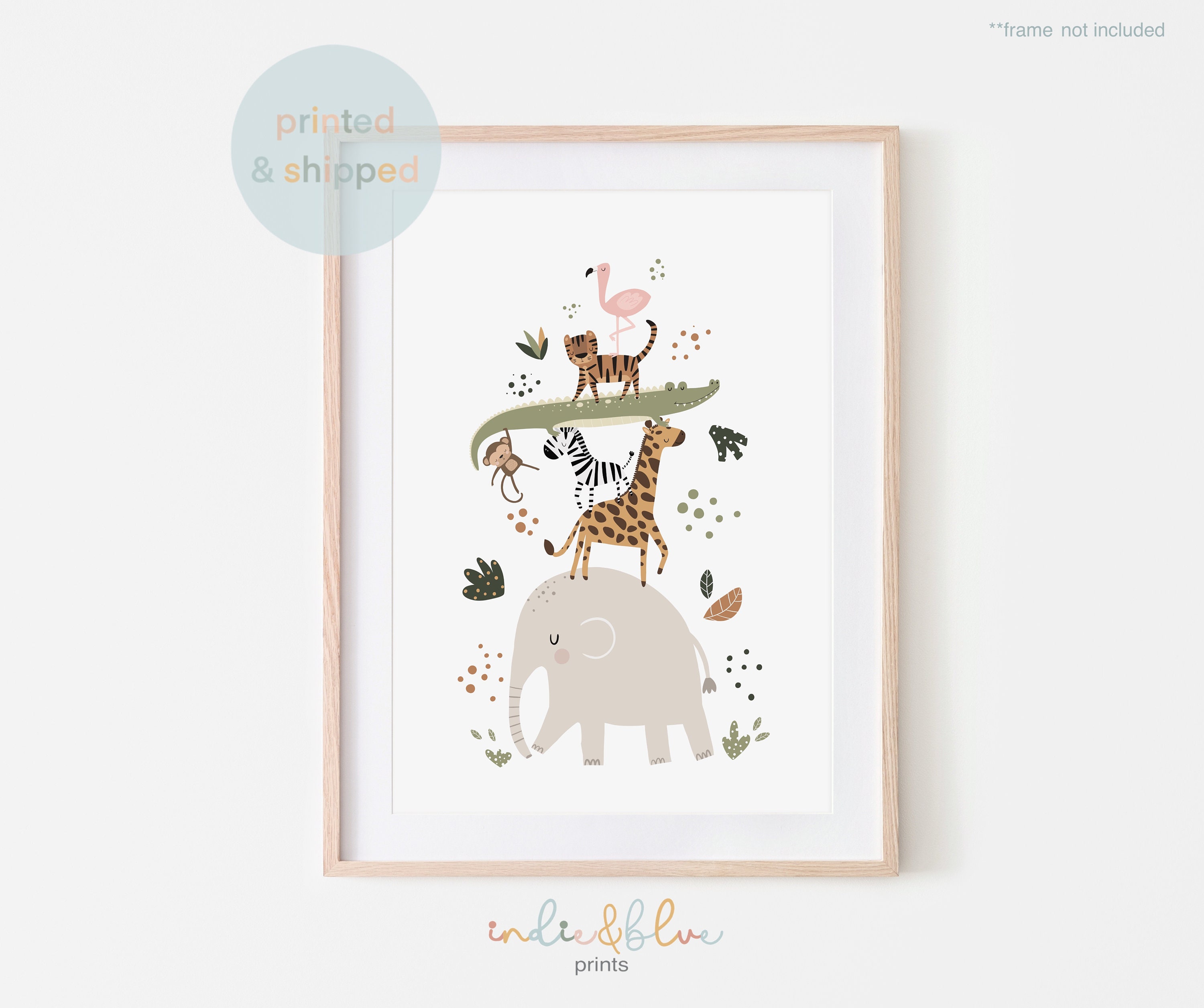 Jungle Animal Stack, Safari Animals Print, Scandi Nursery Decor, Boy ...