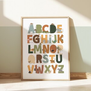 Set of 2 Safari Alphabet Numbers Print, ABC Print, Safari Animals Print ...