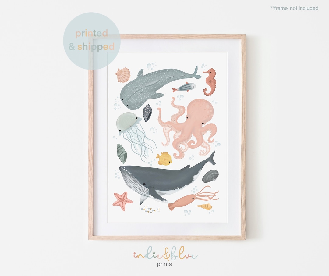 Sea Animals Unframed Poster, Under the Ocean Nursery Print, Ocean ...