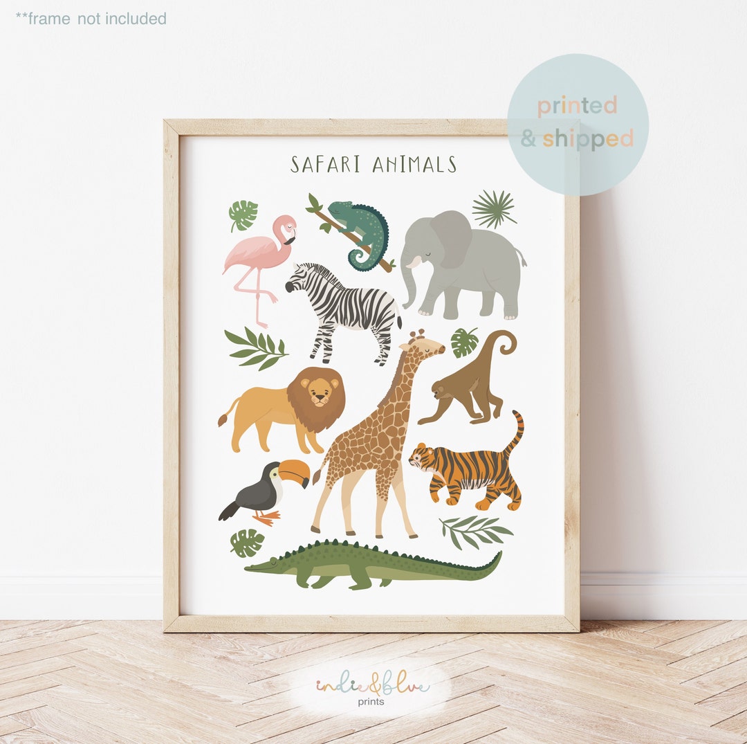 Safari Animals Print, Jungle Animals Nursery Print, Scandi Nursery ...