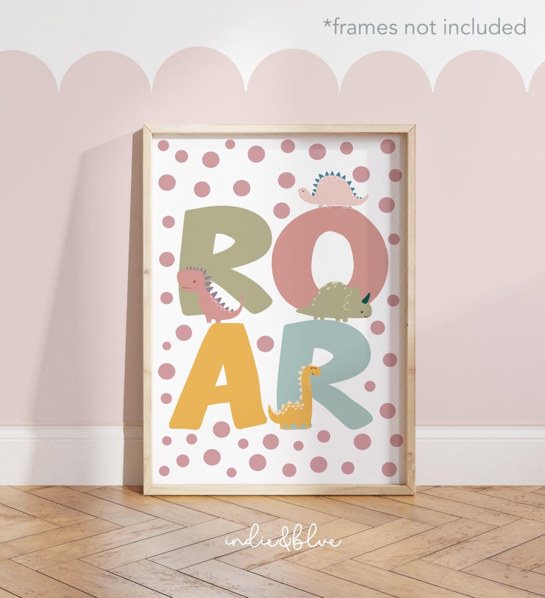 Cute Dinosaur Chart Print, Roar Poster in Pastel Colours, Girl Bedroom ...